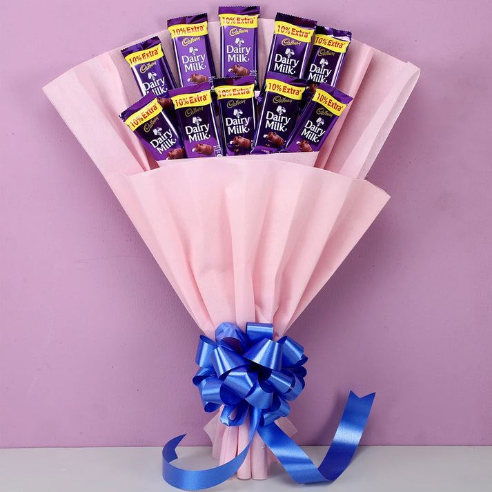 Chocolate Day Special 10 Cadbury Dairy Milk Bouquet – Al Warda Gallery - Express Delivery in 60 mins